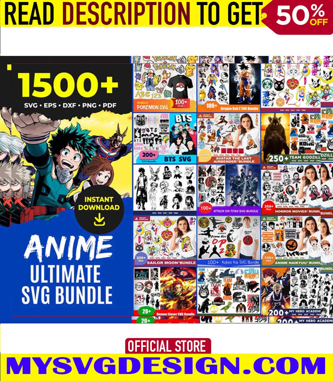 1500 Mega Bundle Anime SVG, Anime Svg Cricut, Demon Svg, Manga Svg ...