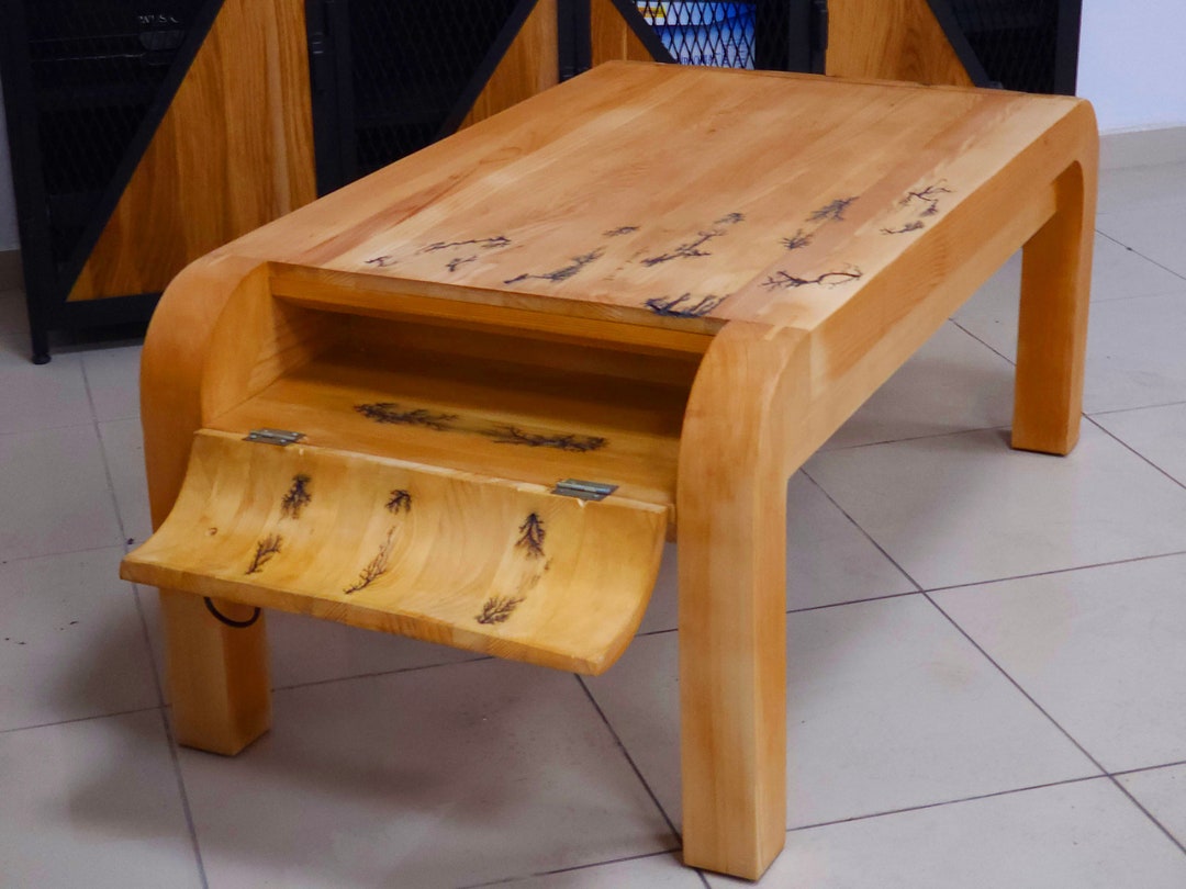 Spruce Solid Coffee Table Wooden Table. Natural Cut A Unique Coffee ...