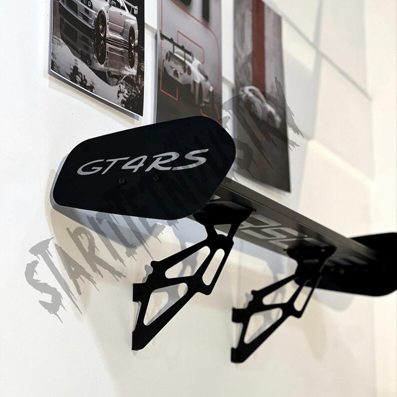 GT4 RS Style Spoiler Shelf – Aerodynamic Rear Wing Wallshelf With Bold ...