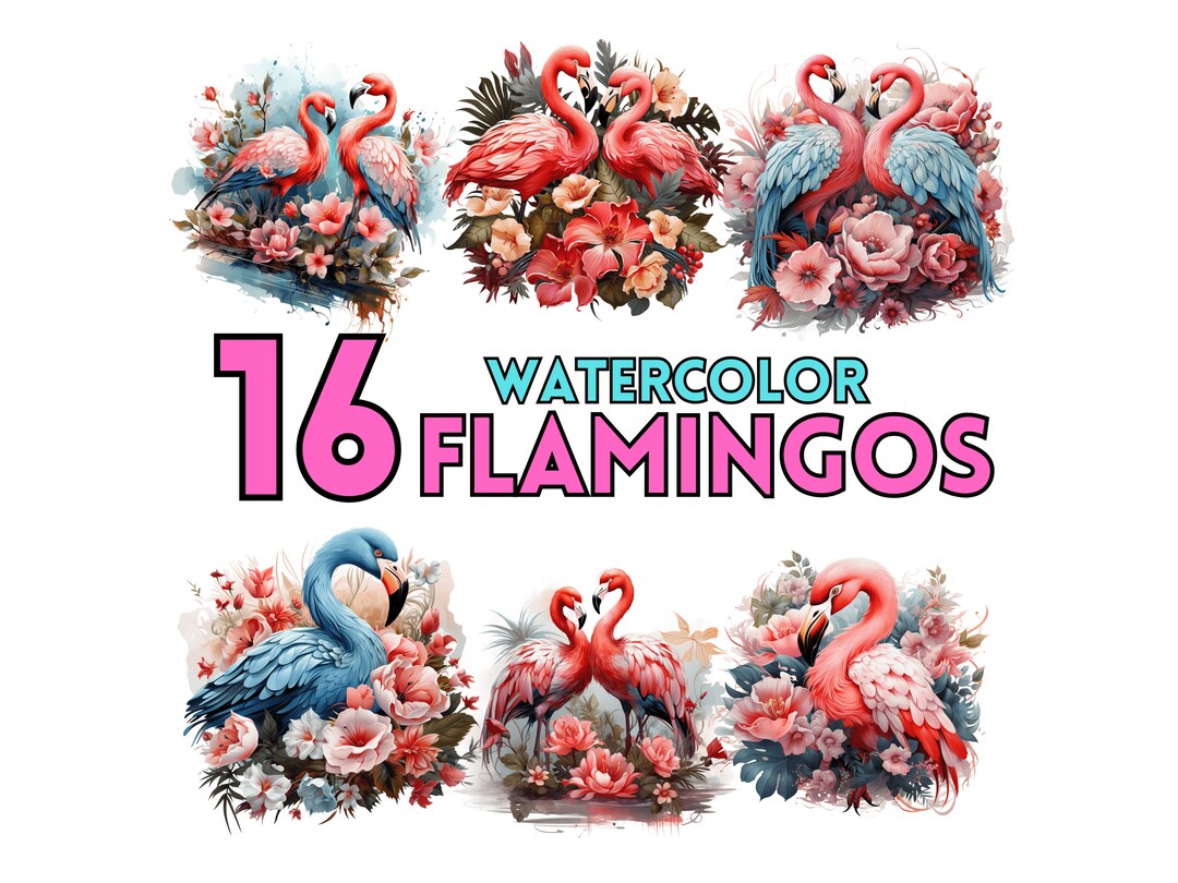 Watercolor Flamingo Clipart Pink Flamingo Clip Art Bird Clipart ...