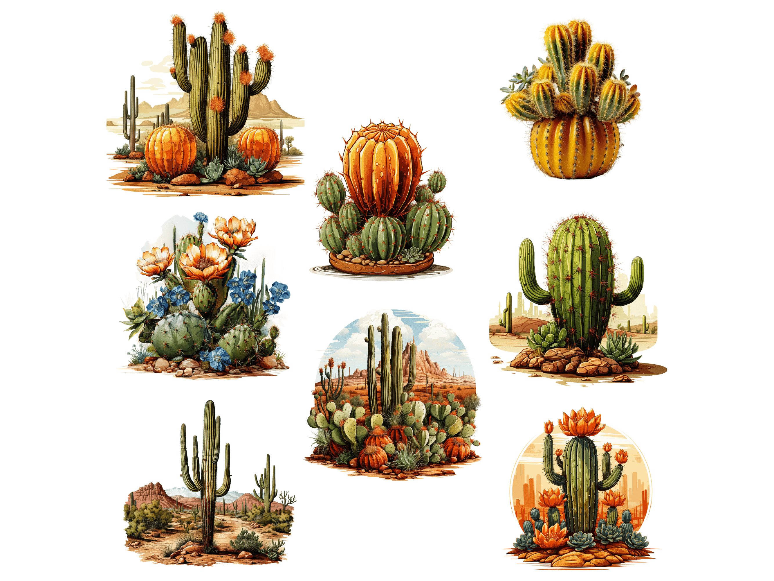 Watercolor Cactus Clipart Desert Cactus Clipart Desert Cacti Desert ...