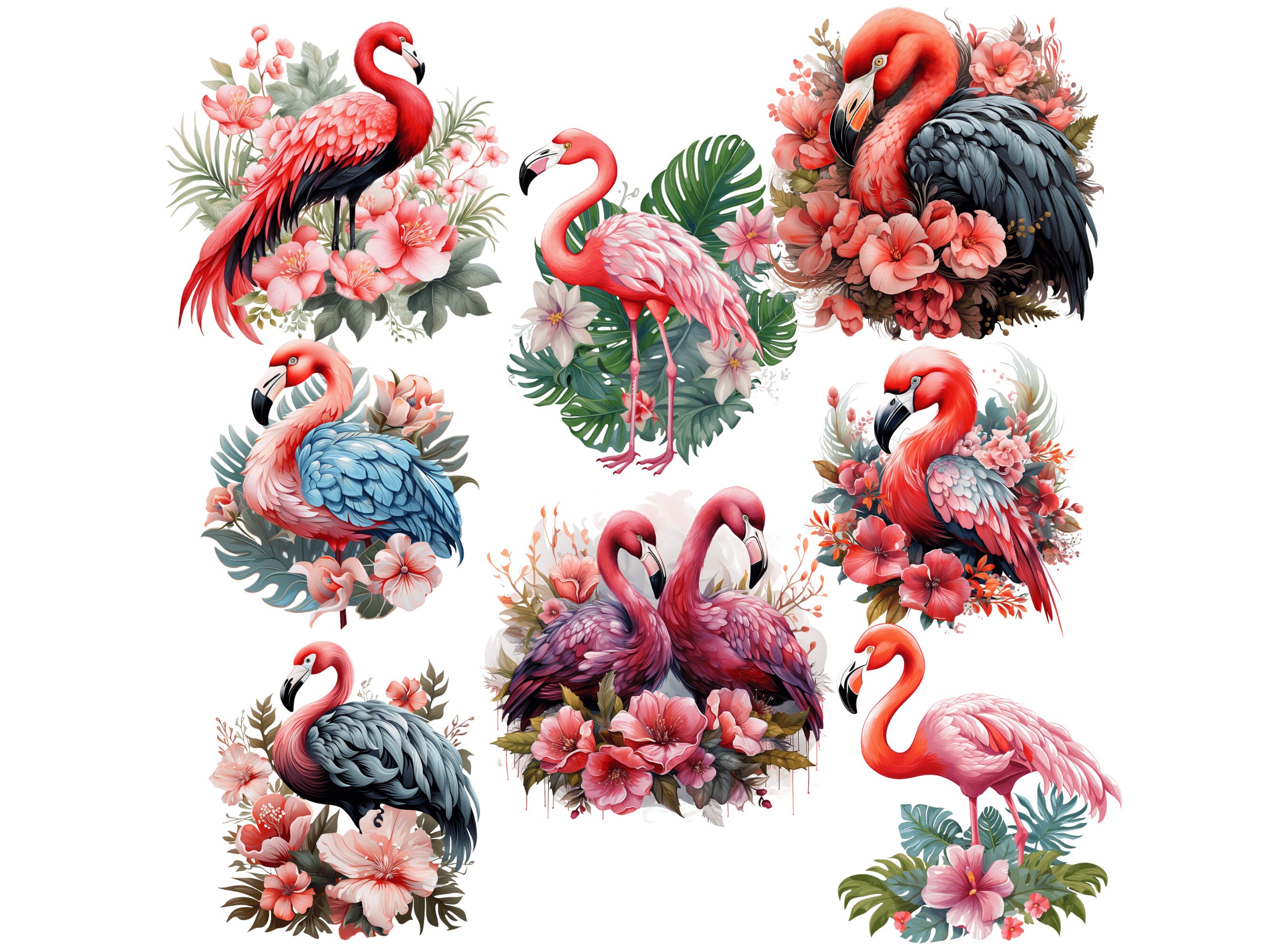 Flamingo Clipart Pink Flamingo Clip Art Bird Clipart Watercolor Bird ...