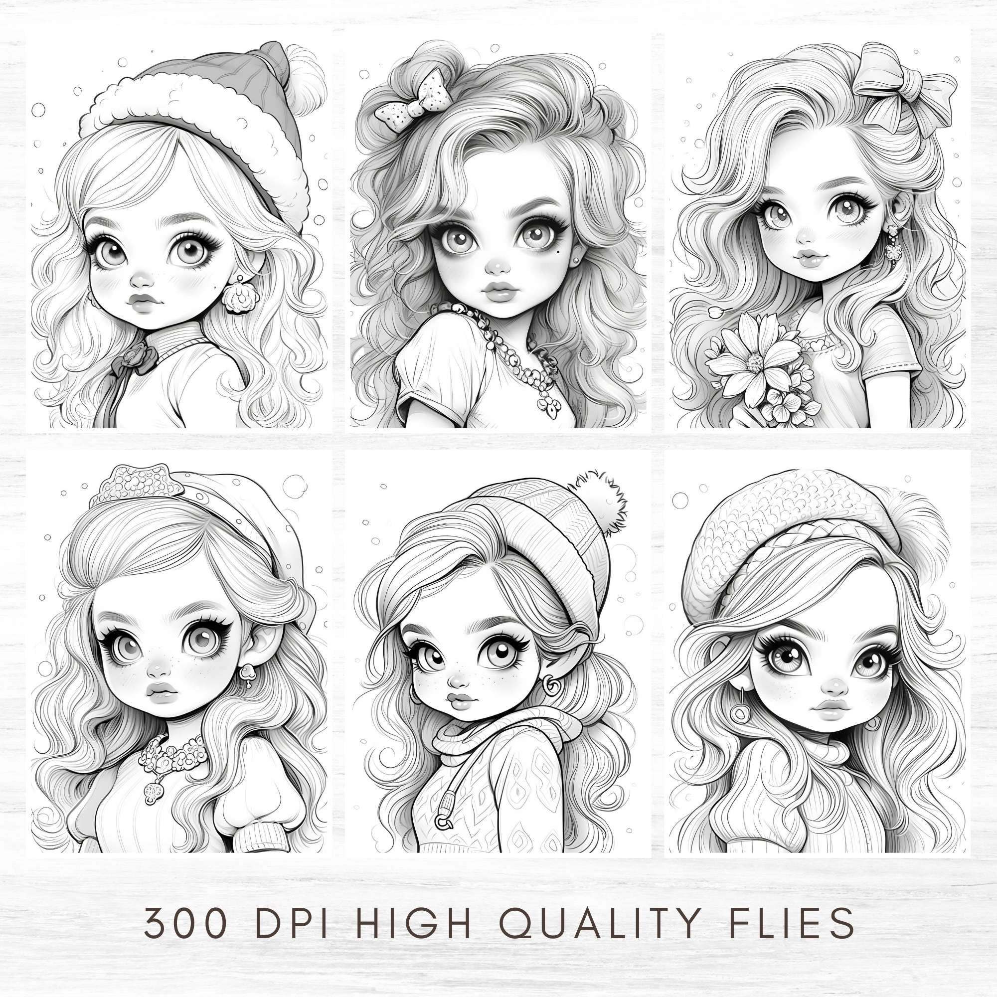 Beautiful Girl Coloring Book Cute Girl Printable JPG Files Beautiful ...
