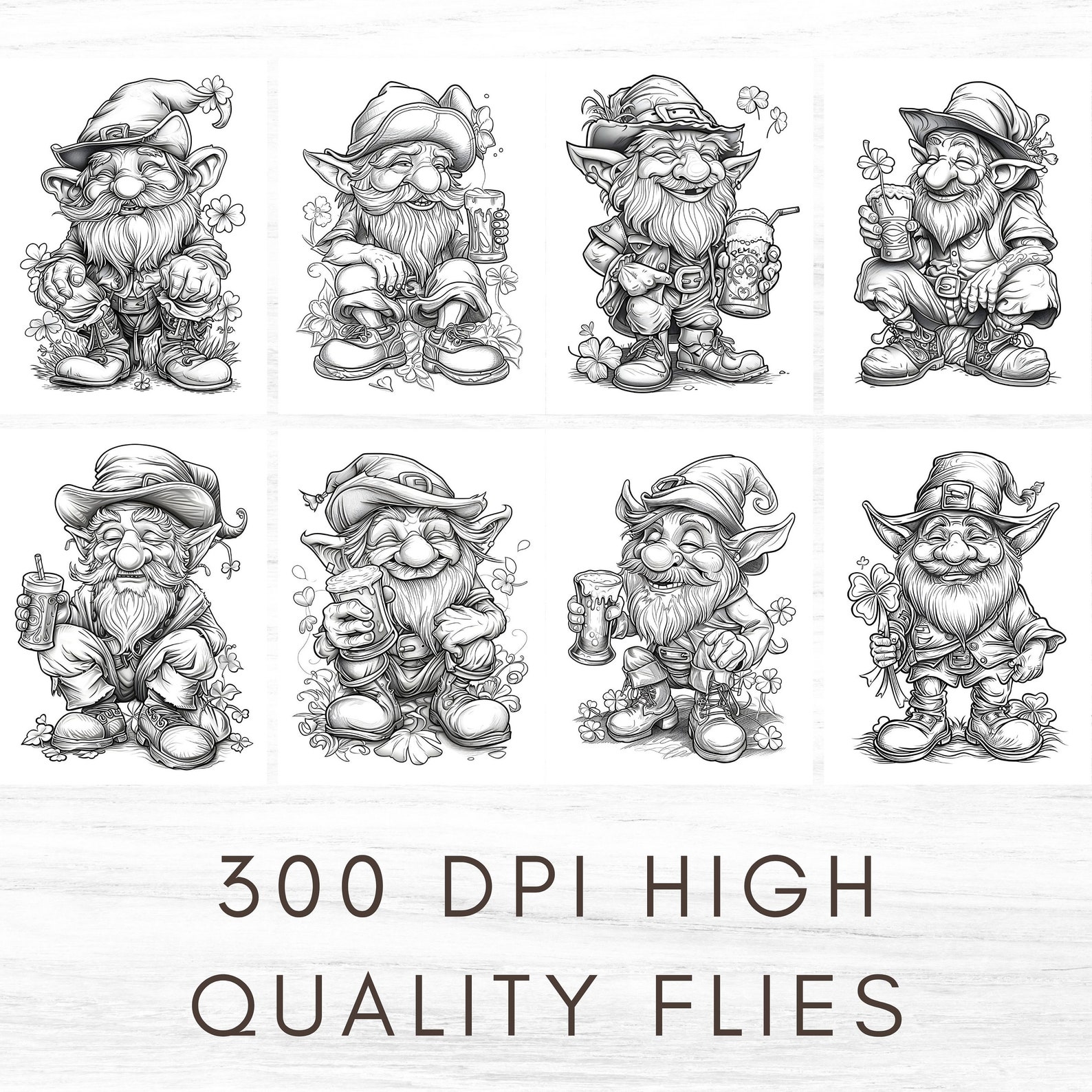 St Patrick's Day Gnome Coloring Book Cute Gnome Printable JPG Files ...