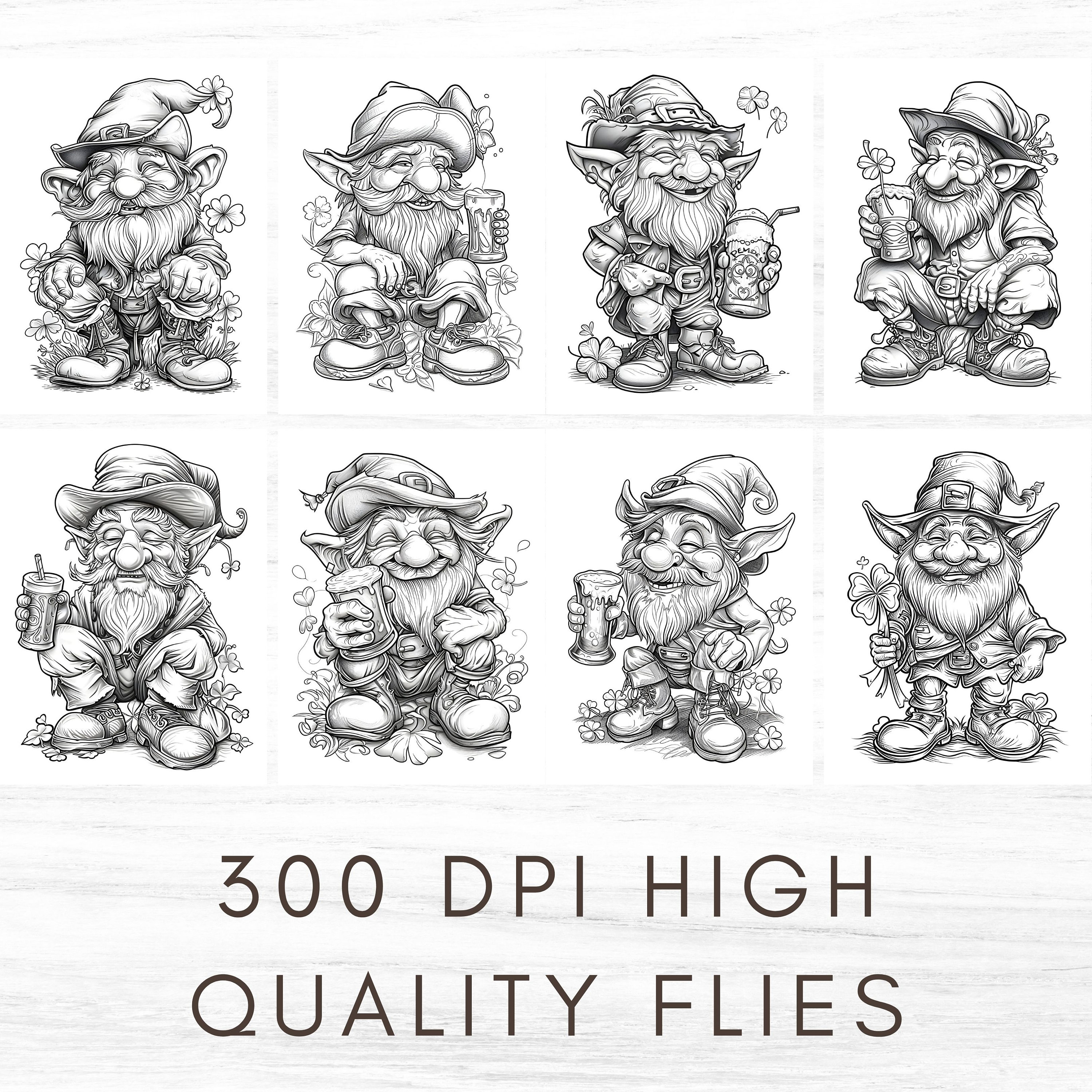 St Patrick's Day Gnome Coloring Book Cute Gnome Printable JPG Files ...