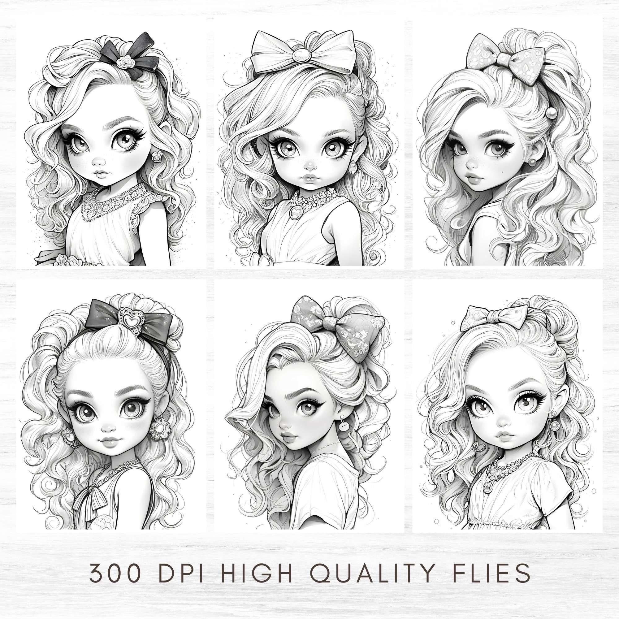 Beautiful Girl Coloring Book Cute Girl Printable JPG Files Beautiful ...