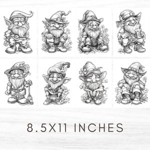 St Patrick's Day Gnome Coloring Book: Grayscale JPG (digital Download ...