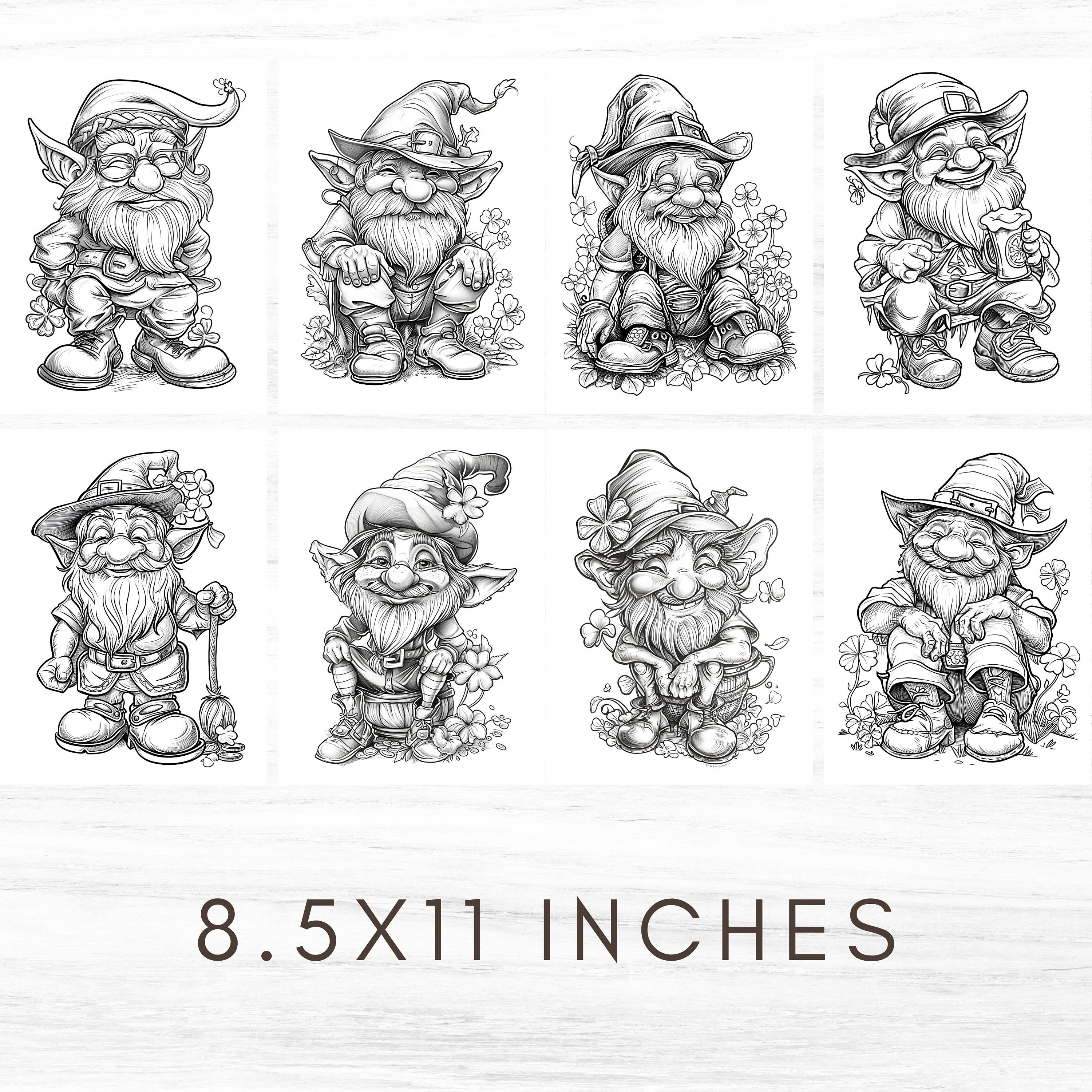 St Patrick's Day Gnome Coloring Book Cute Gnome Printable JPG Files ...