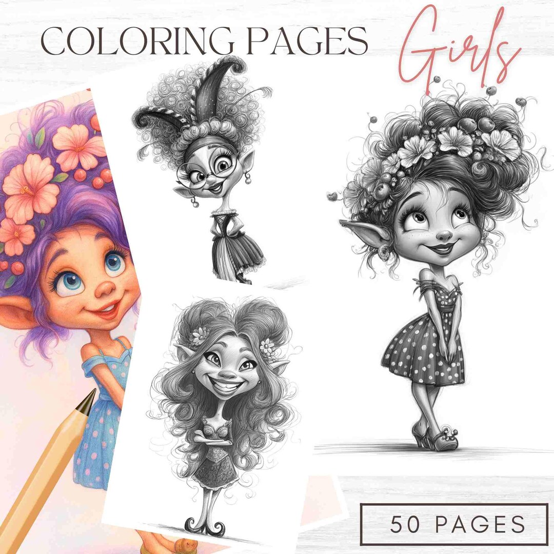 Beautiful Fantasy Princess Coloring Book Cute Princess Printable JPG ...