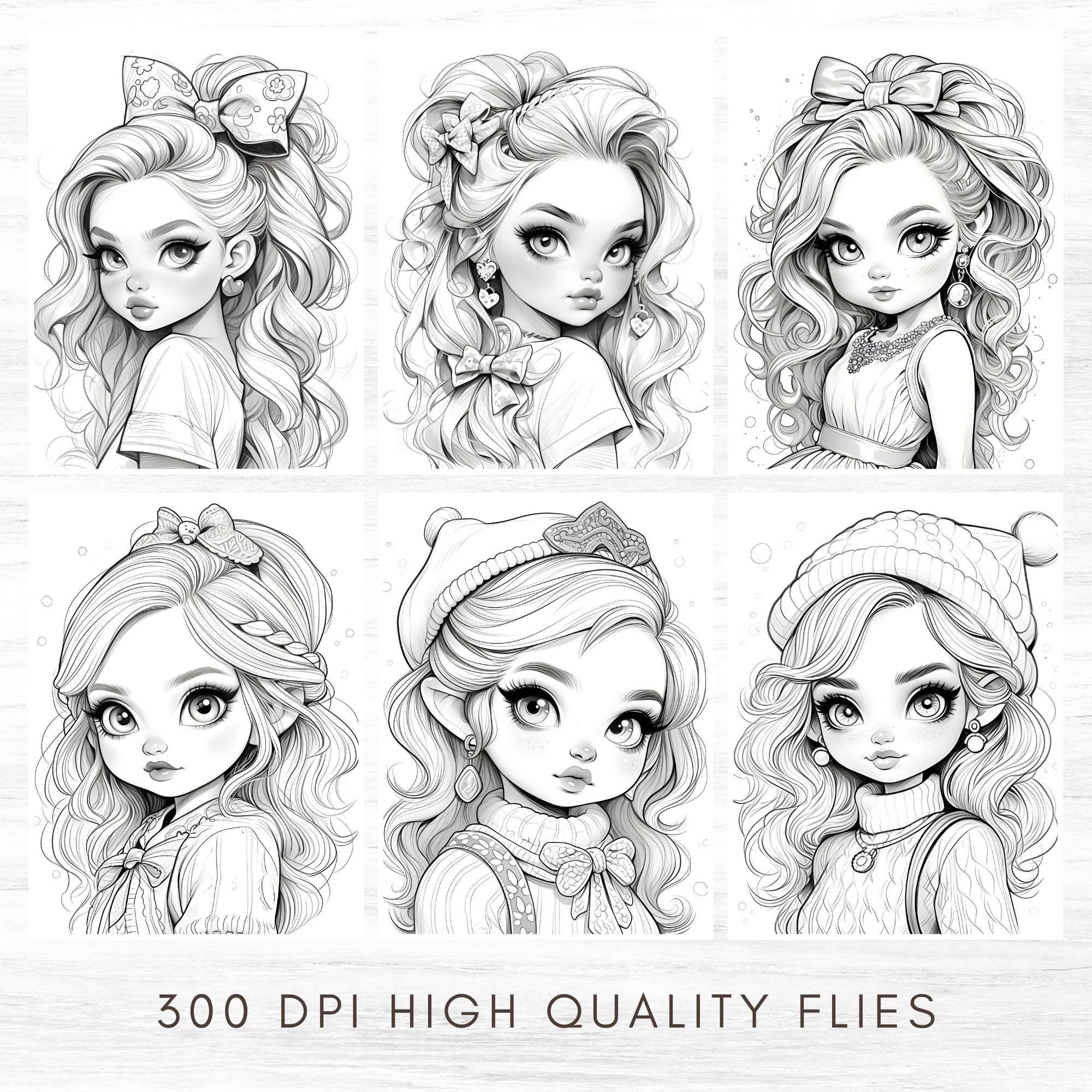 Beautiful Girl Coloring Book Cute Girl Printable JPG Files Beautiful ...
