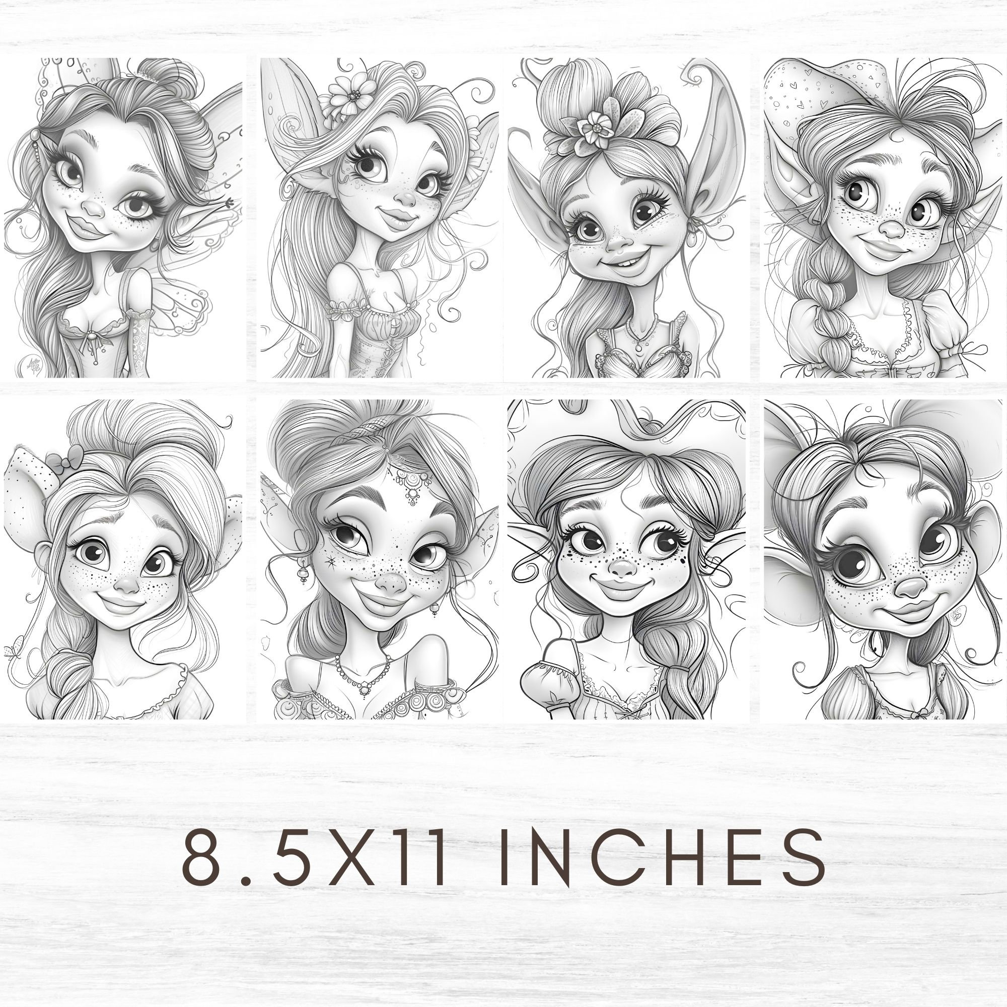 Beautiful Fantasy Princess Coloring Book Cute Princess Printable JPG ...
