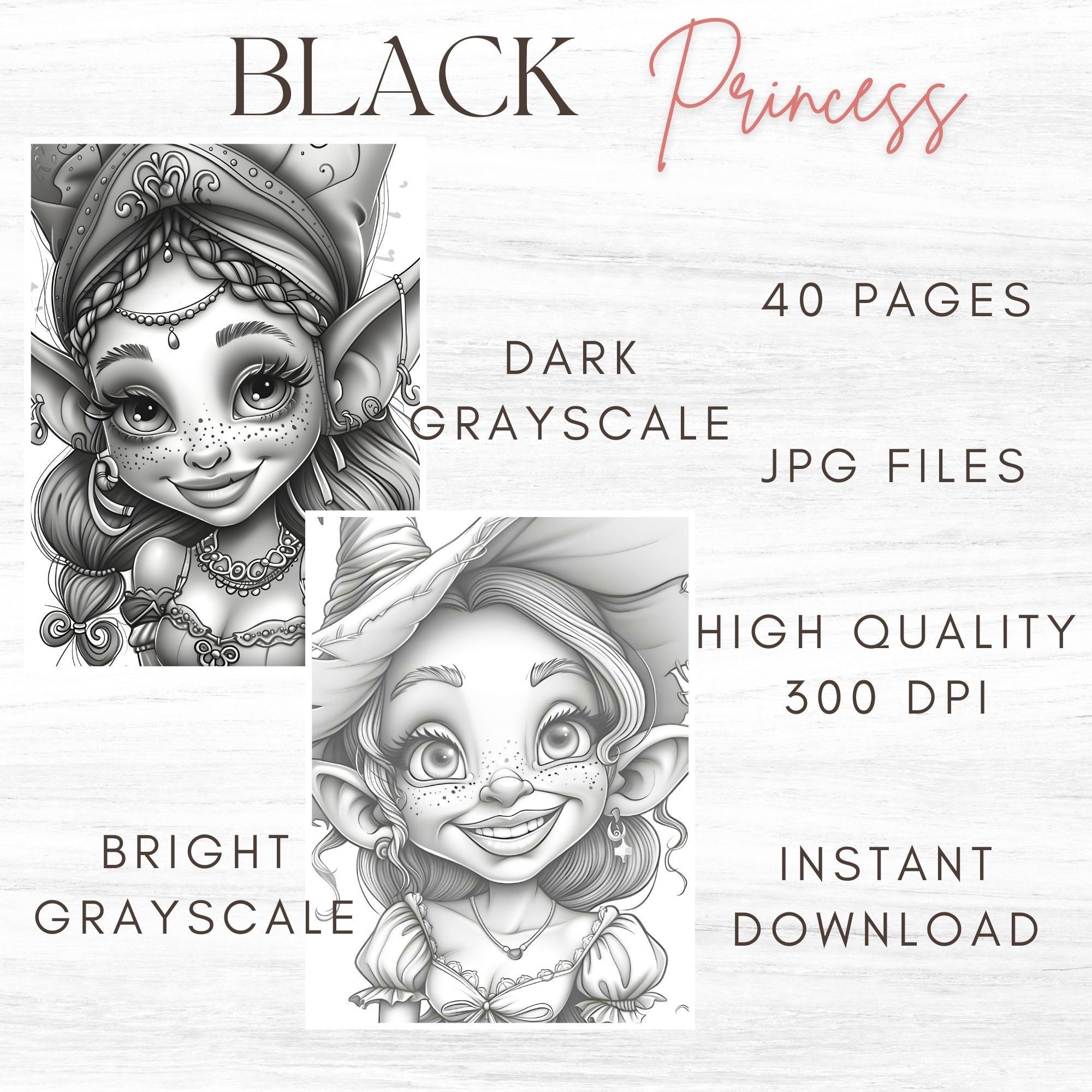 Beautiful Black Princess Coloring Book Black Princess Printable JPG ...