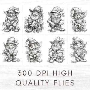 St Patrick's Day Gnome Coloring Book Cute Gnome Printable JPG Files ...