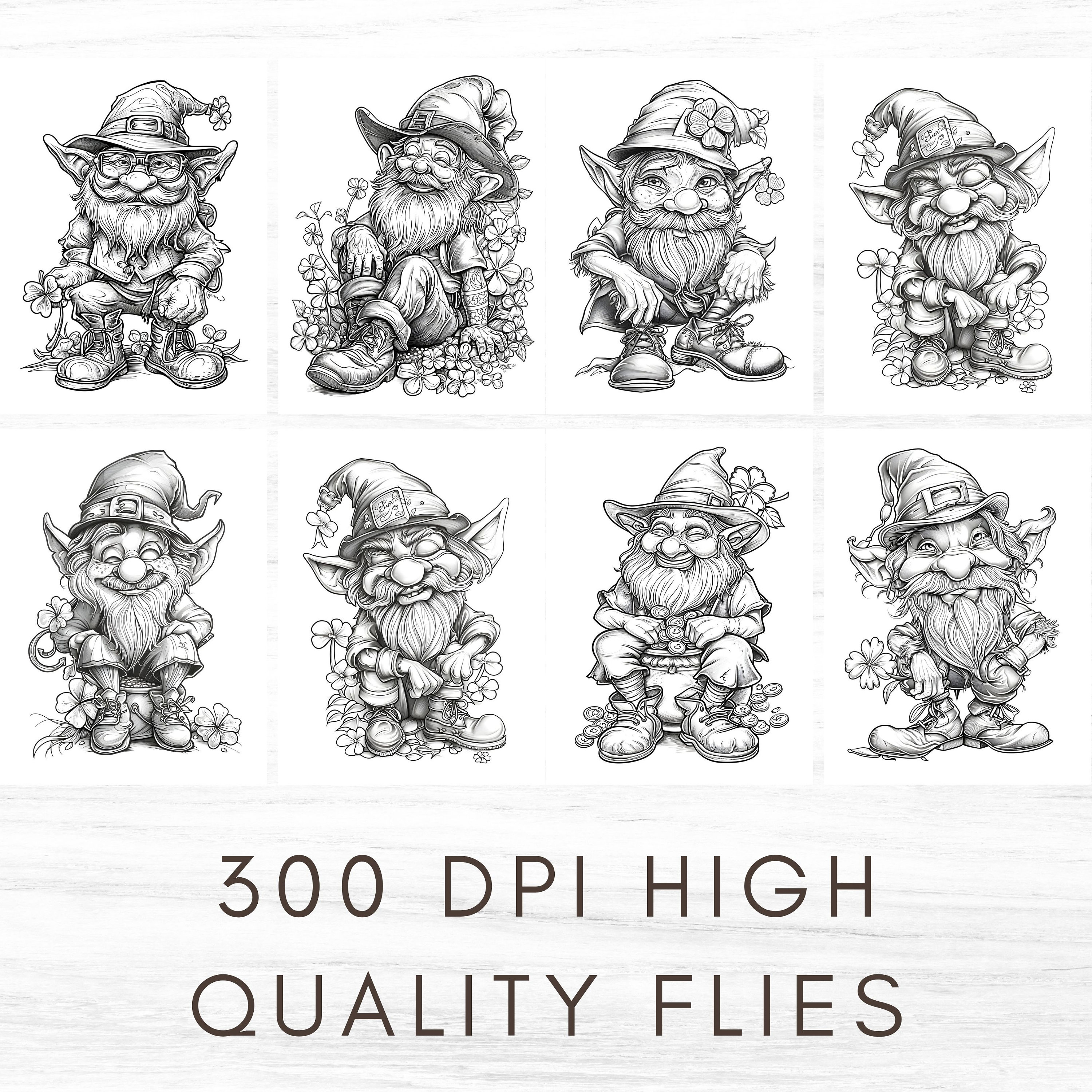 St Patrick's Day Gnome Coloring Book Cute Gnome Printable JPG Files ...