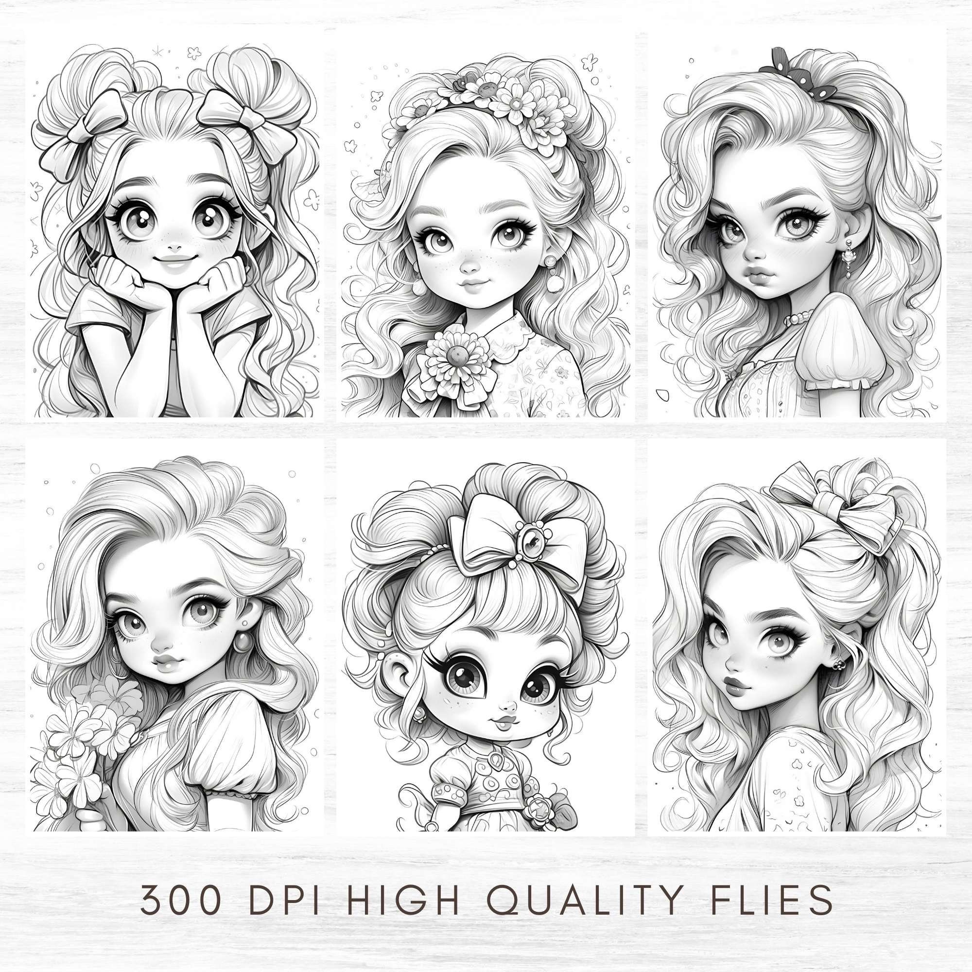 Beautiful Girl Coloring Book Cute Girl Printable JPG Files Beautiful ...