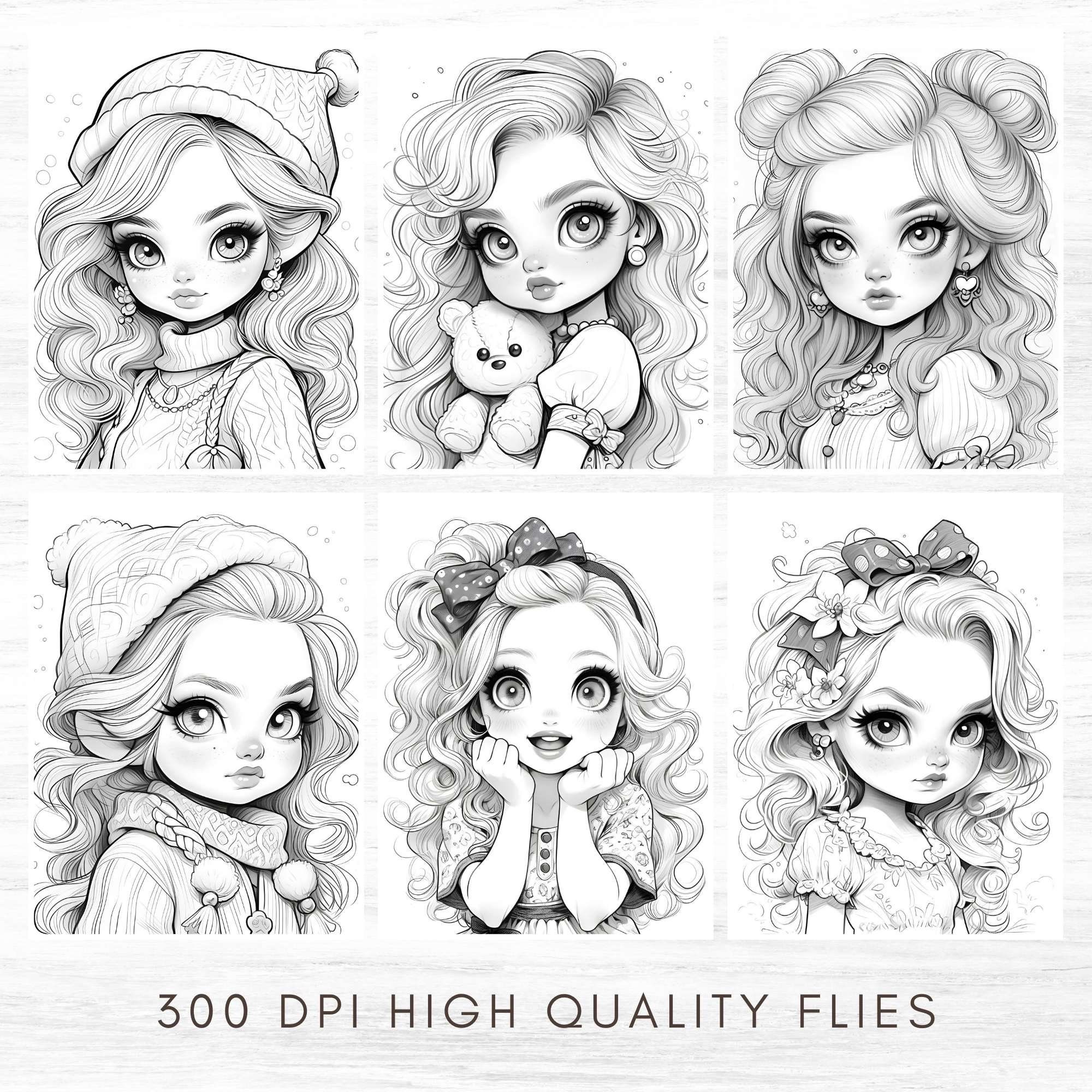 Beautiful Girl Coloring Book Cute Girl Printable JPG Files Beautiful ...