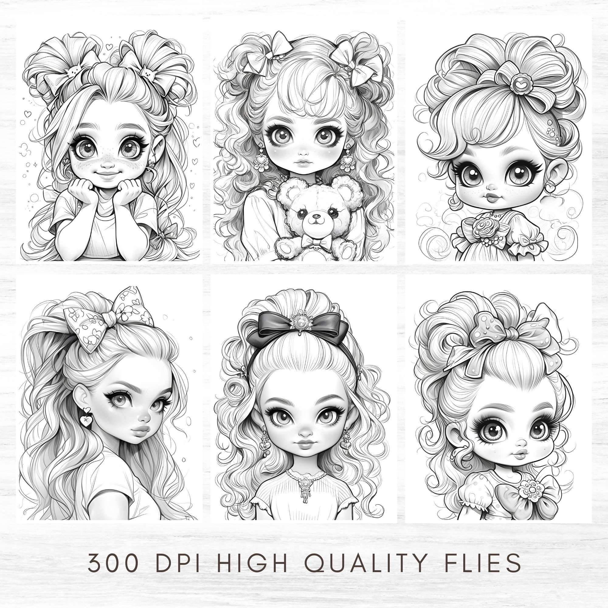 Beautiful Girl Coloring Book Cute Girl Printable JPG Files Beautiful ...