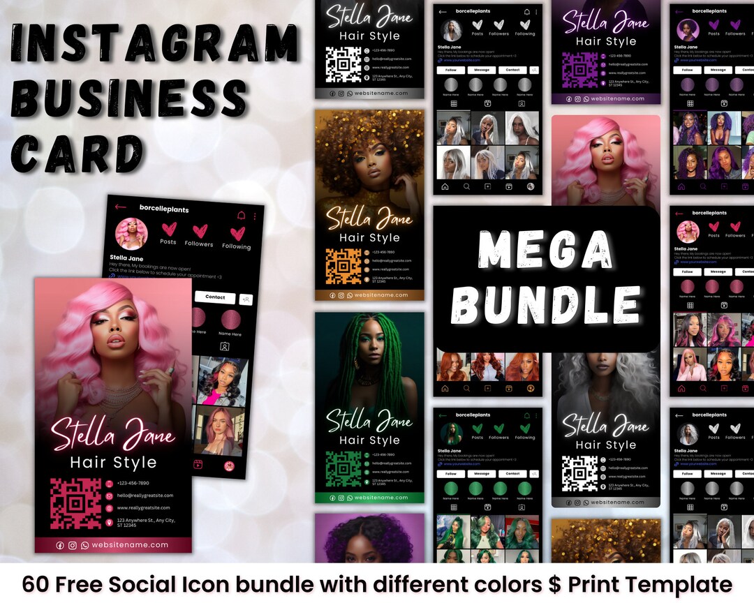 05 Instagram Business Cards, DIY Canva Business Card Template Design ...