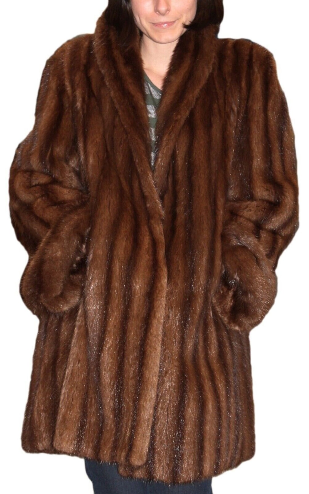 Vintage Natural Muskrat Fur Coat - Large - Etsy