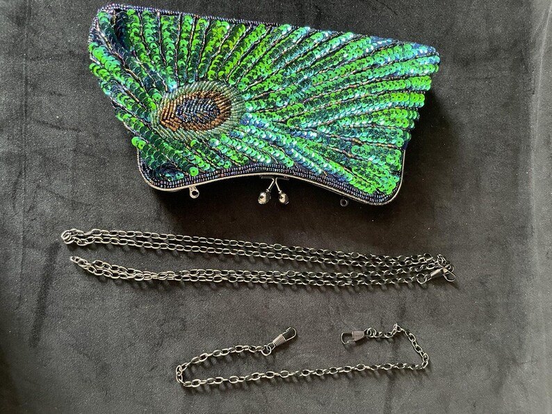 1920S Flapper Peacock Sequined Clutch Purse Handbag Pre-owned - Etsy