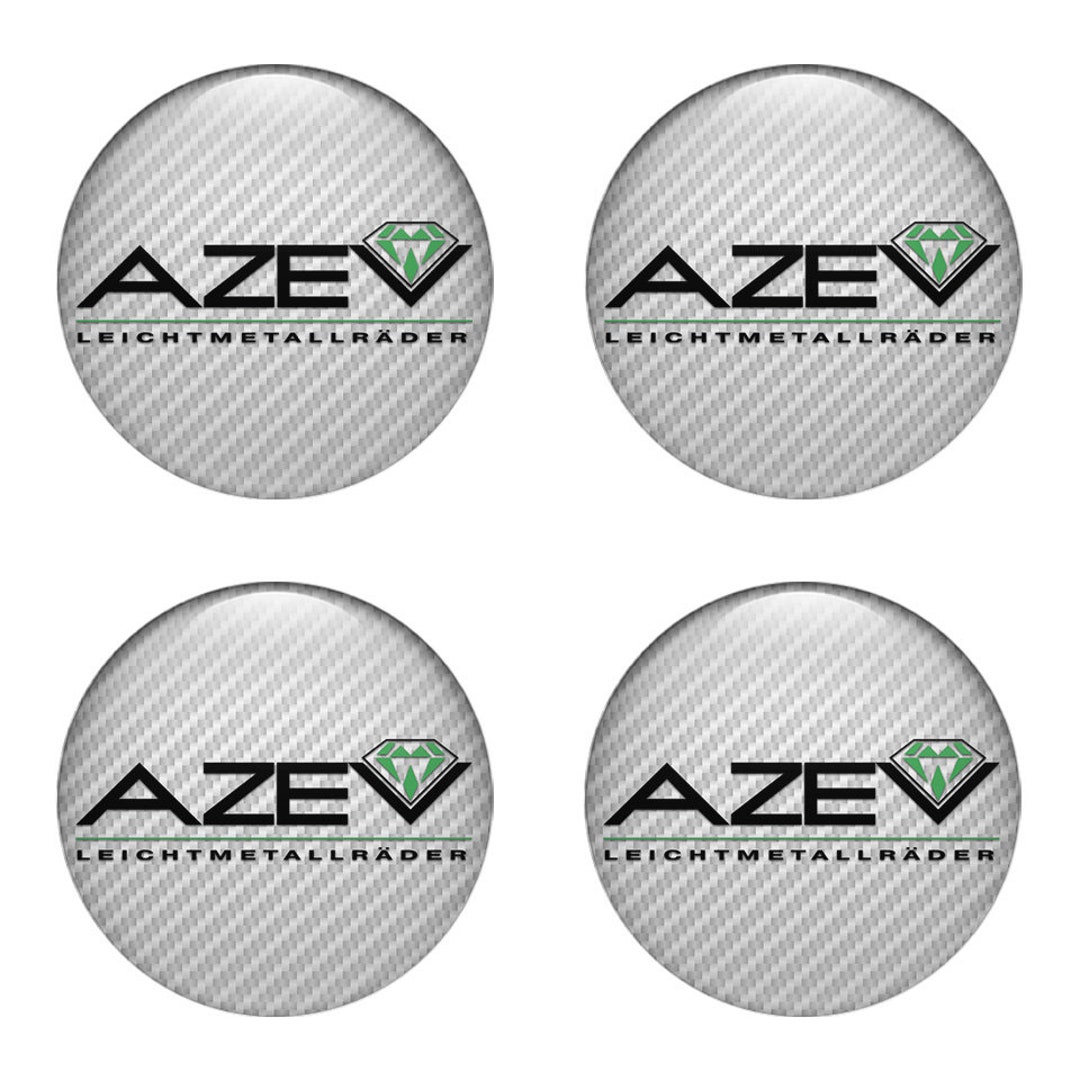 Set of 4 Epoxy Sticker AZEV Logo 5 Top Models Emblem for Wheel Center ...