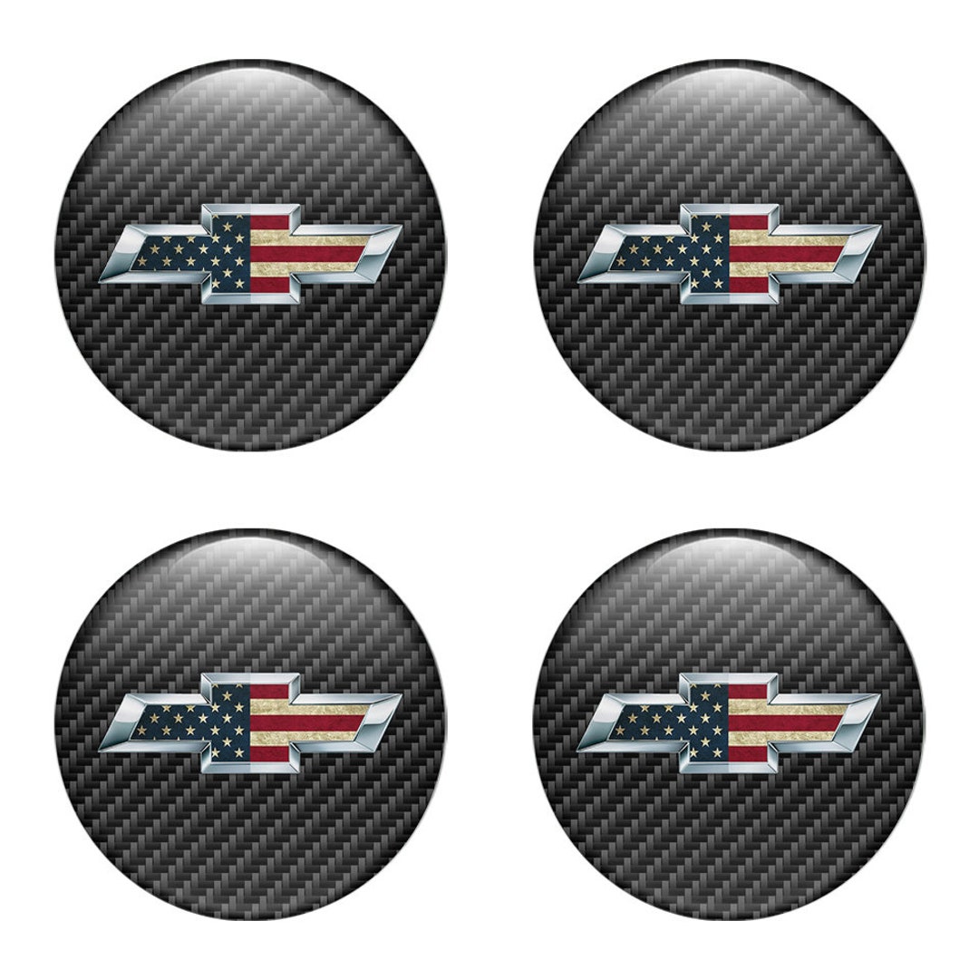Set of 4 Epoxy Sticker CHEVROLET Logo 5 Top Models Emblem for Wheel ...