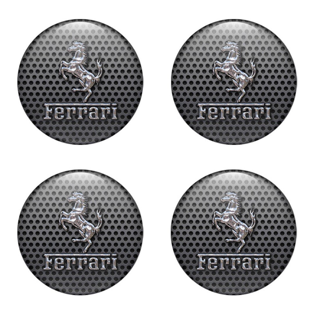 Set of 4 Epoxy Sticker Ferrari Logo 4 Top Models Emblem for Wheel ...