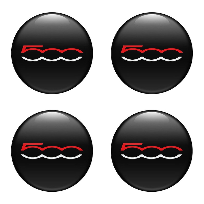 Set of 4 Epoxy Sticker Fiat 500 Logo 4 Top Models Emblem for Wheel ...