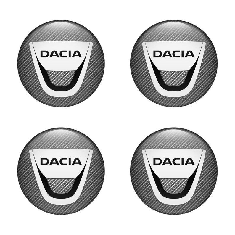 Set of 4 Epoxy Sticker DACIA Logo 5 Top Models Emblem for Wheel Center ...