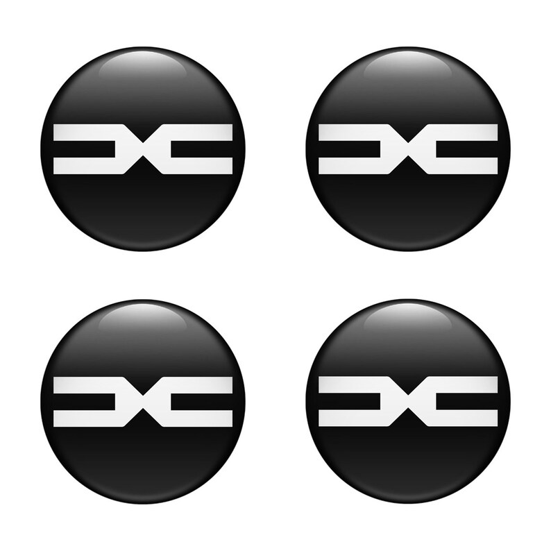 Set of 4 Epoxy Sticker DACIA Logo 5 Top Models Emblem for Wheel Center ...