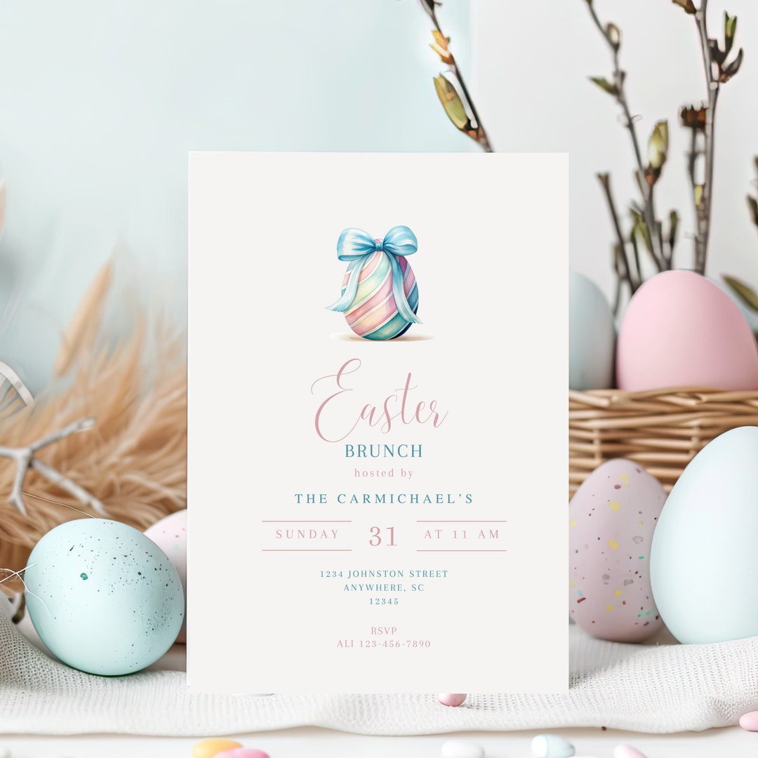 Easter Invitation Template, Instant Download, Customizable With Canva ...
