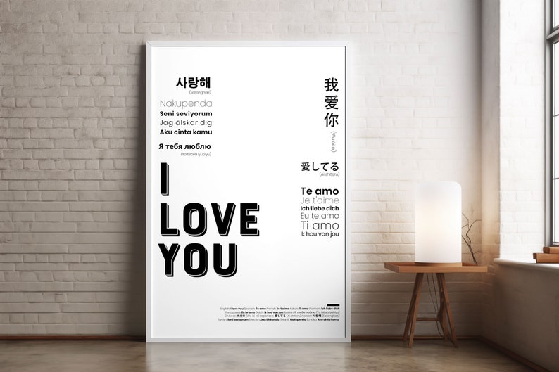 I Love You in Different Languages Print, Printable Wall Art, I Love You ...