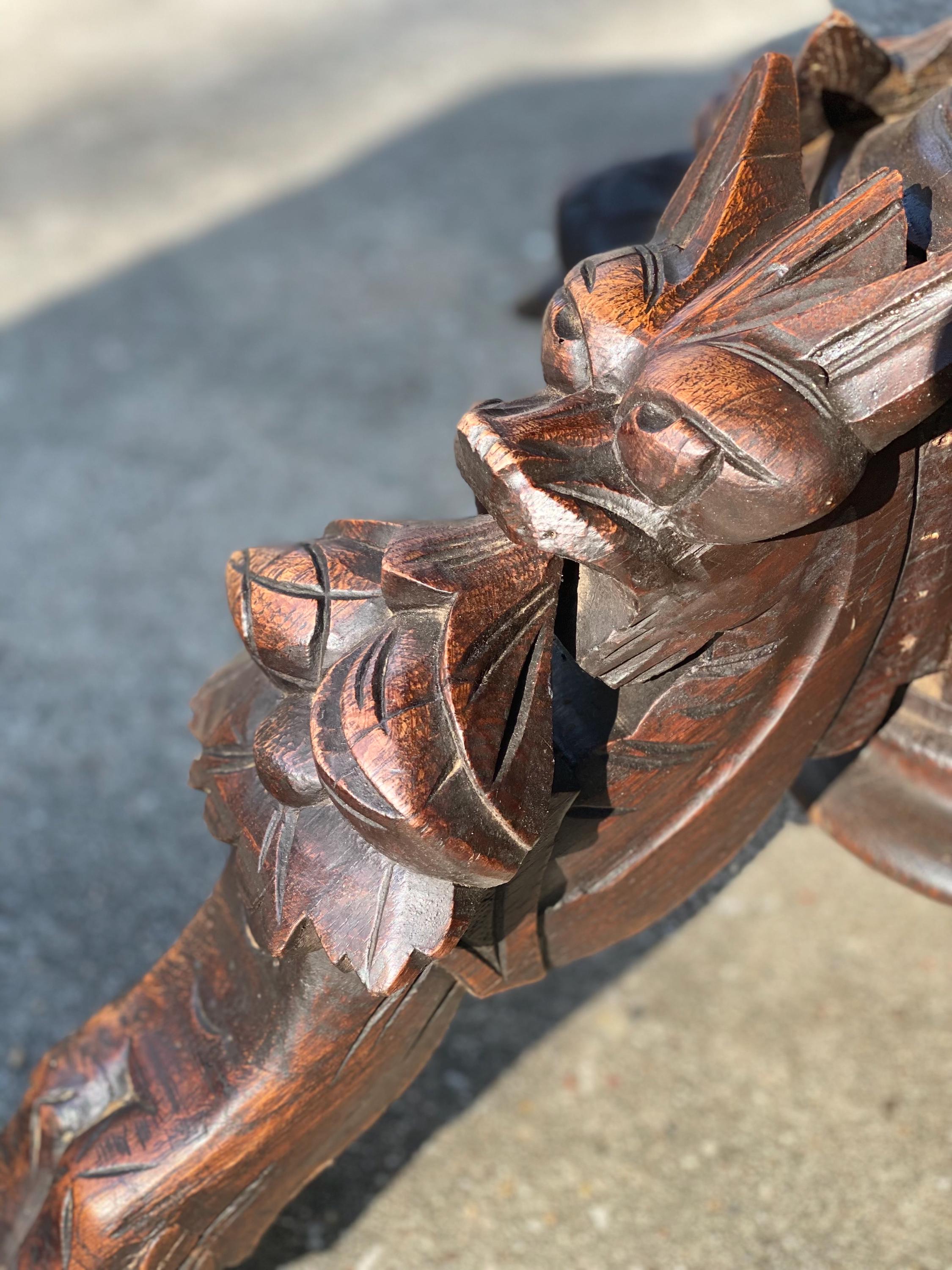 Carved Gothic Round Lion Fox Hunt Table Dark Academia Antique French - Etsy