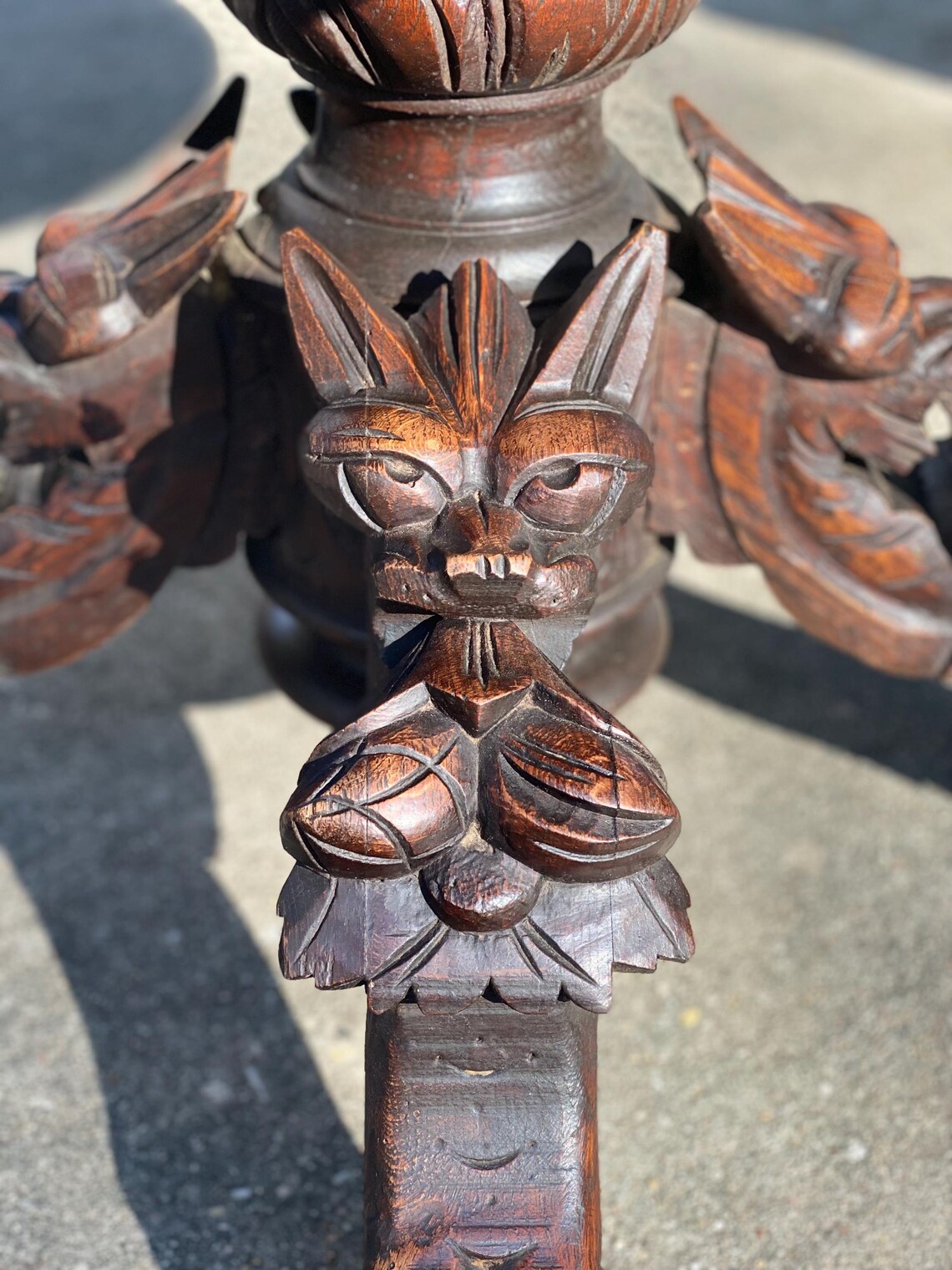 Carved Gothic Round Lion Fox Hunt Table Dark Academia Antique French - Etsy