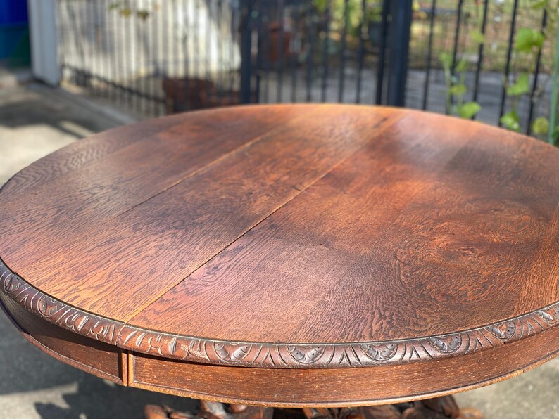 Antique Gothic Carved Lion Round Table - Etsy