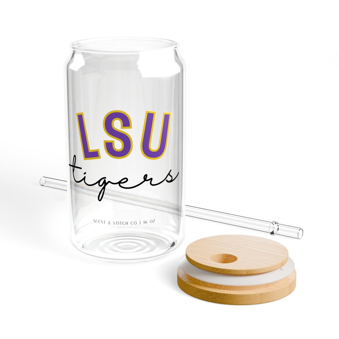 LSU Louisiana State Tigers, Glass Tumbler Jar, 16oz Cups, College ...