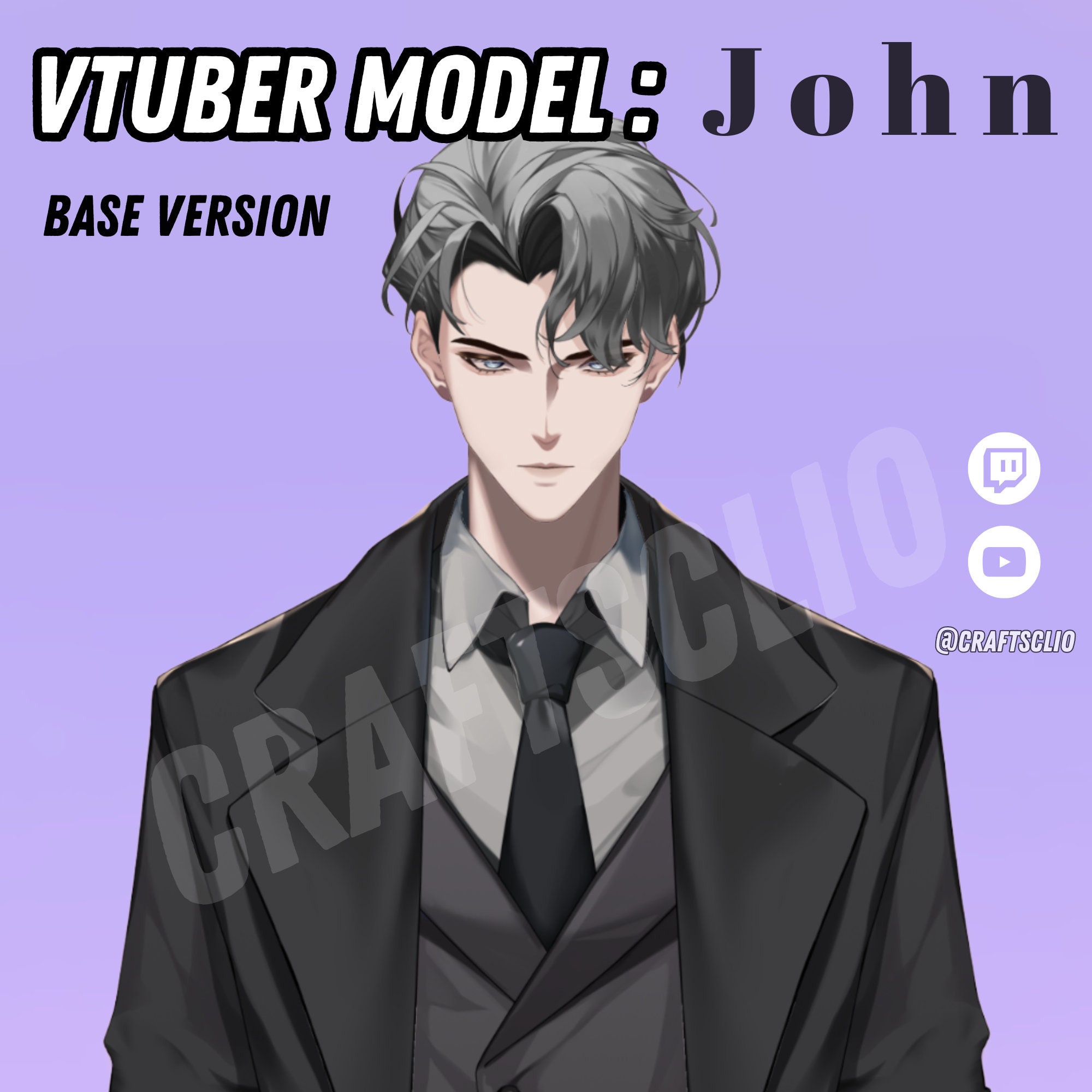 Modelo Vtuber prefabricado: Caballeros John Base Modelo Vtuber TOTALMENTE RIGGED PNGTuber Listo ...