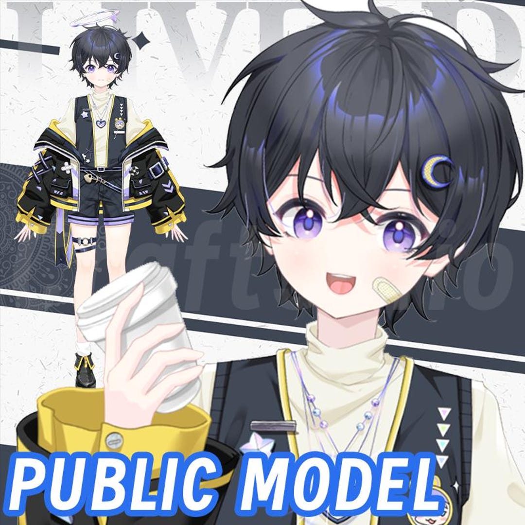 Premade Vtuber Model Moonlight Boy Apollo - Vtuber Live2d Model Full ...