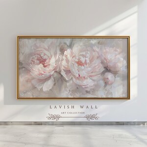 Peonies Painting Frame TV Art Summer, Pink Peonies Painting, Floral Oil ...