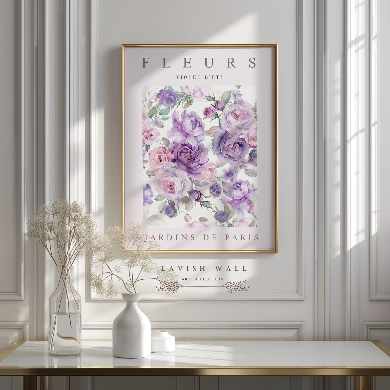 Dusty Purple Flower Market Poster Parisian Wall Art Flower Market Print ...