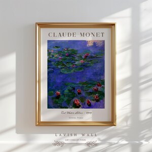 Claude Monet Print Red Water Lilies Monet Poster Impressionist Painting ...