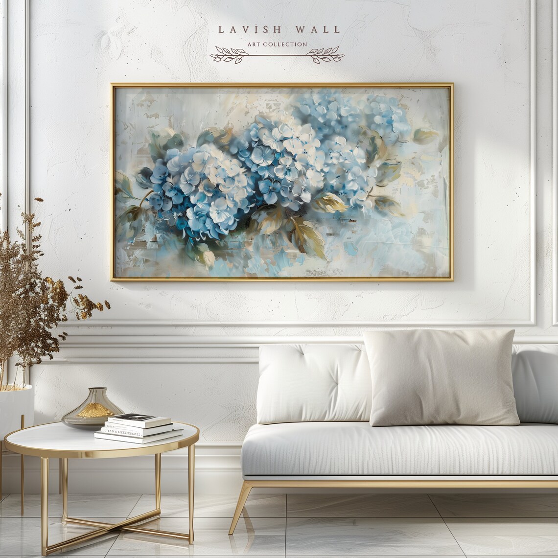 Blue Hydrangea Wall Art Print, Printable Large Artwork, Hydrangea ...