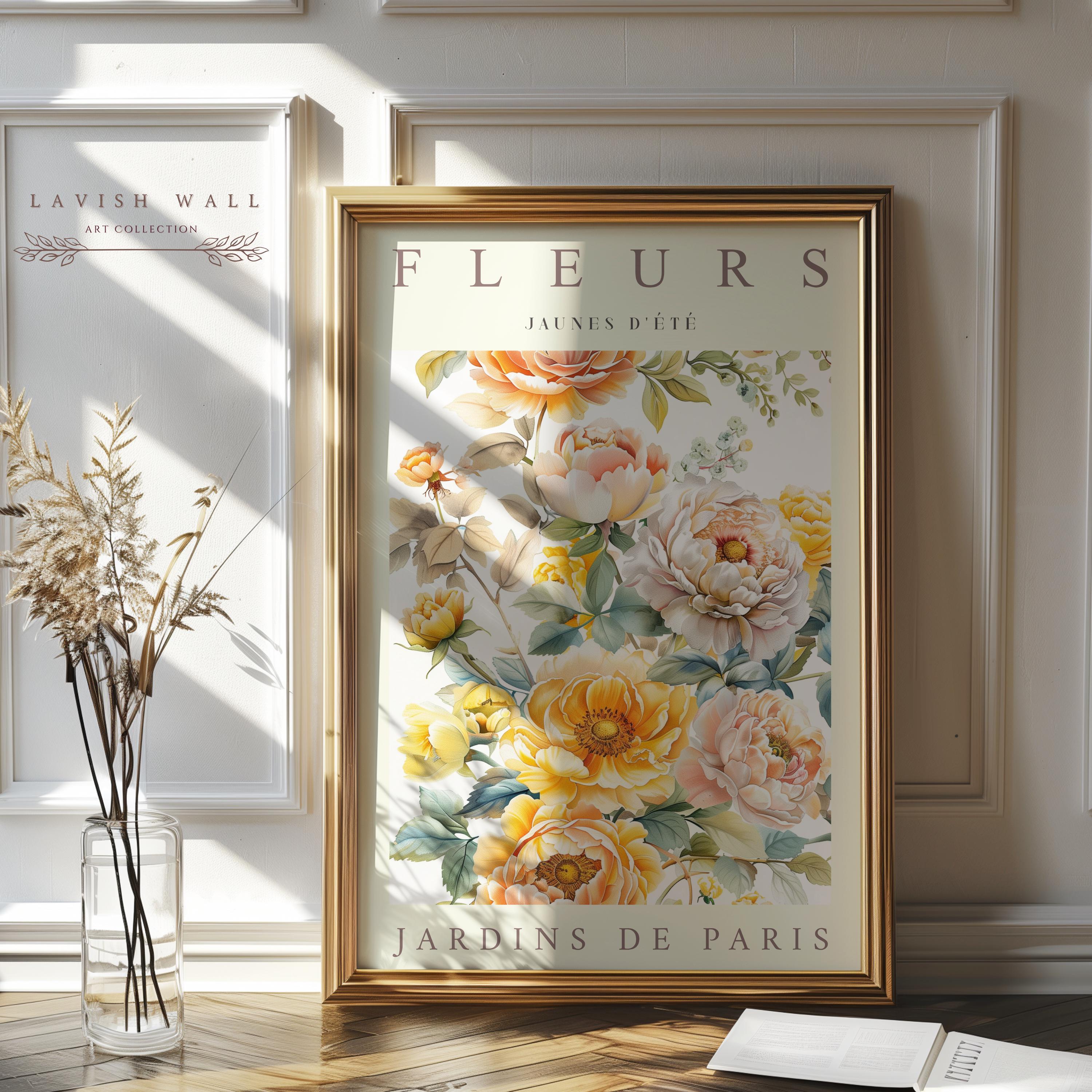Yellow Pastel Flowers Print, Flower Market Poster Light Yellow Flower ...
