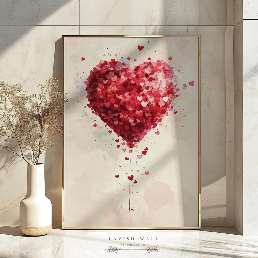 Love Heart Poster Valentines Printable Wall Art Red Heart Poster ...