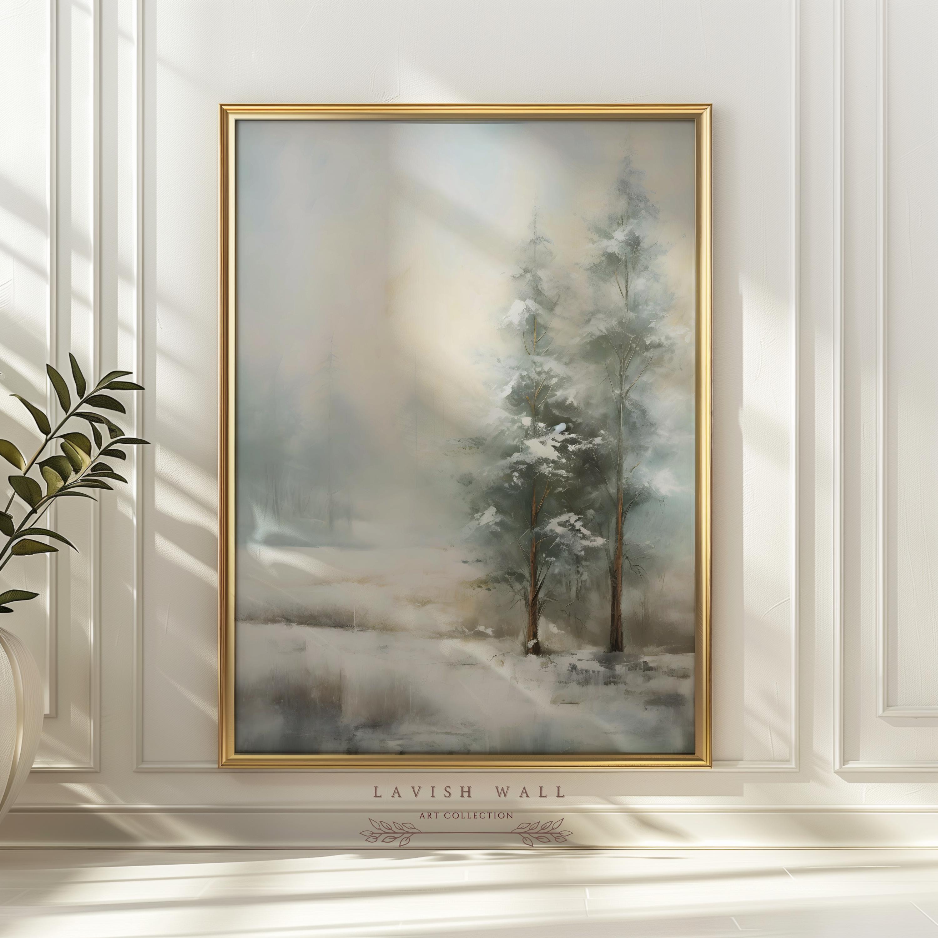 Winter Tree Painting Moody Winter Print Snow Scene Winter Poster Snowy ...