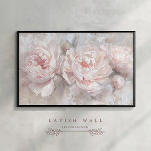 Peonies Painting Frame TV Art Summer, Pink Peonies Painting, Floral Oil ...