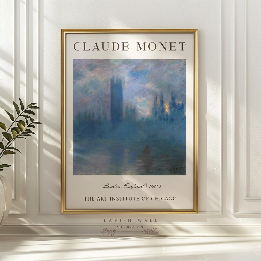 Claude Monet Print London Print Monet Poster Indigo Blue Wall Art ...
