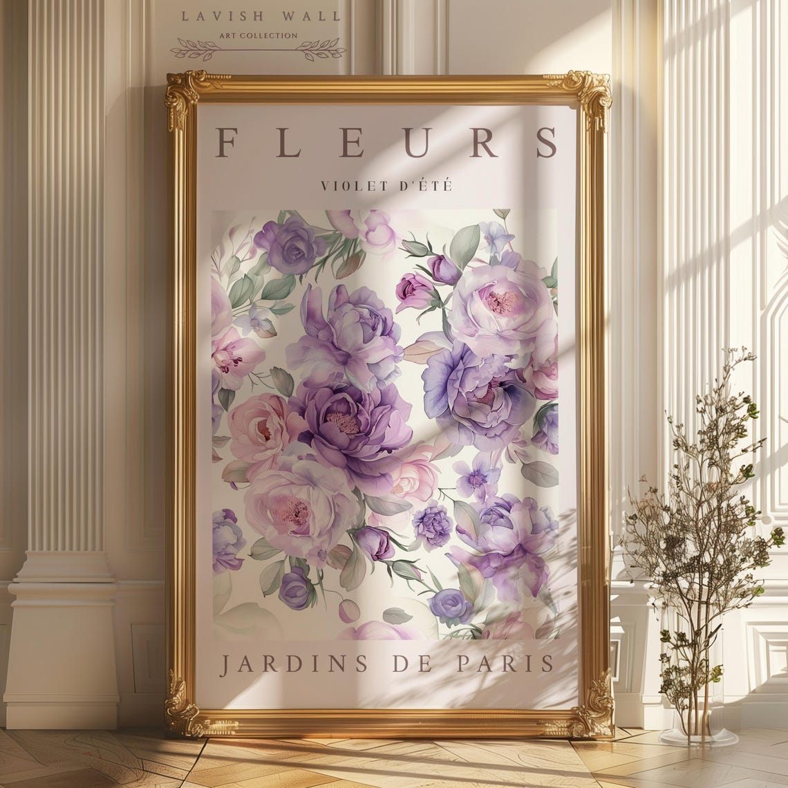 Dusty Purple Flower Market Poster Parisian Wall Art Flower Market Print ...