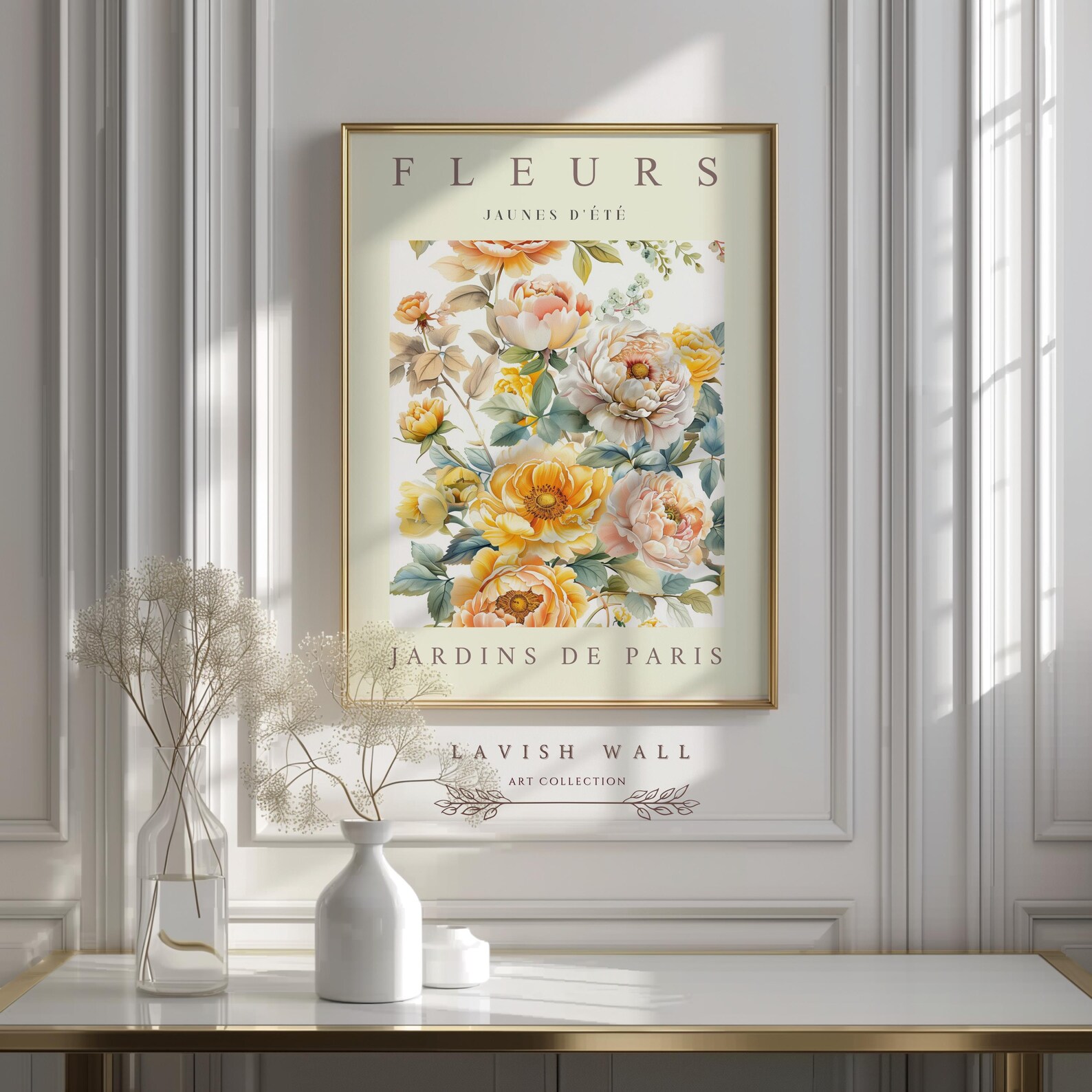 Yellow Pastel Flowers Print, Flower Market Poster Light Yellow Flower ...