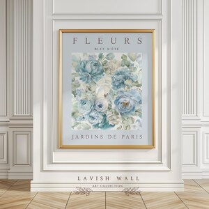 Dusty Blue Roses, Flower Market Poster Light Blue Flower Wall Art ...
